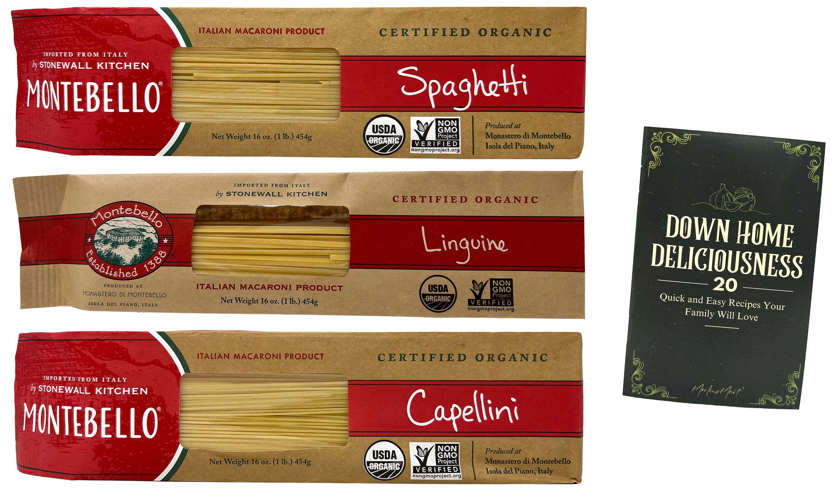 Montebello Organic Italian Pasta | 3 Shape (1) each: Spaghetti ...