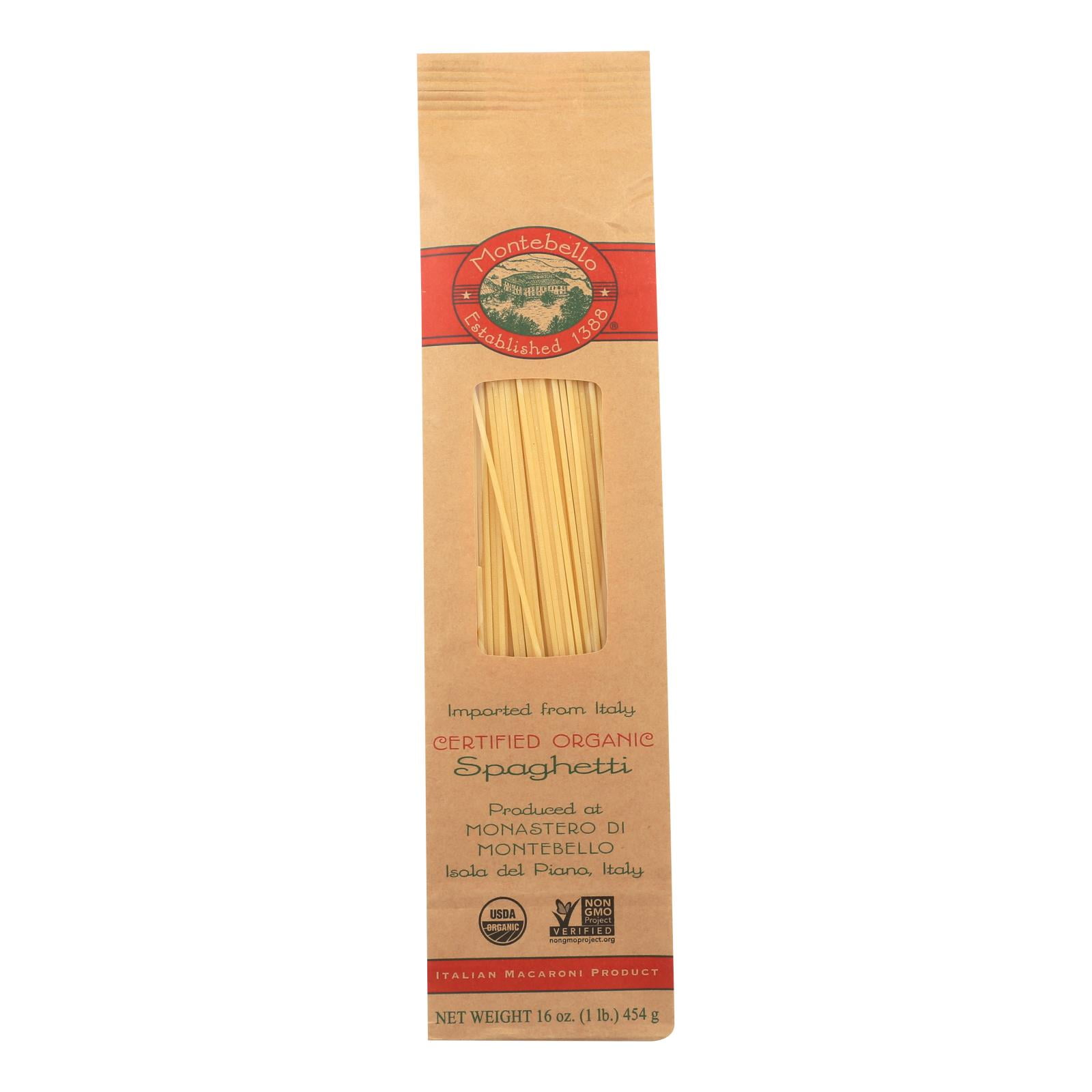 Montebello Organic Pasta - Spaghetti - Case of 12 - 1 lb. - Walmart.com
