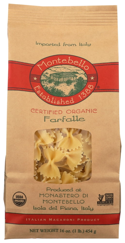 Montebello Pasta, Organic Farfalle, 16 Oz. - Walmart.com