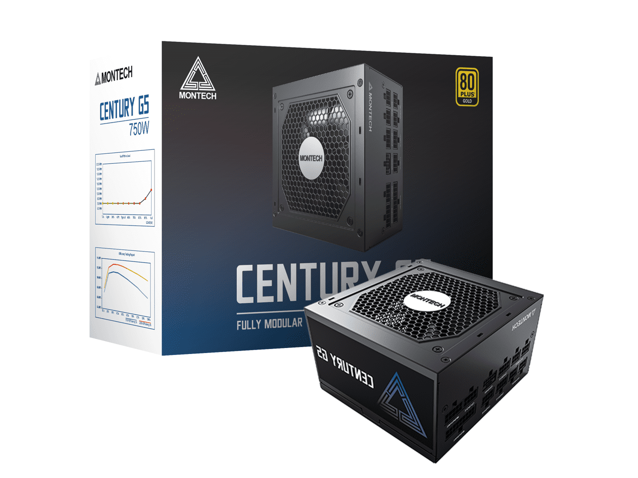 Montech CENTURY G5, 750W, ATX 3.0 PCIe Gen 5 Compliant, Fully Modular ...