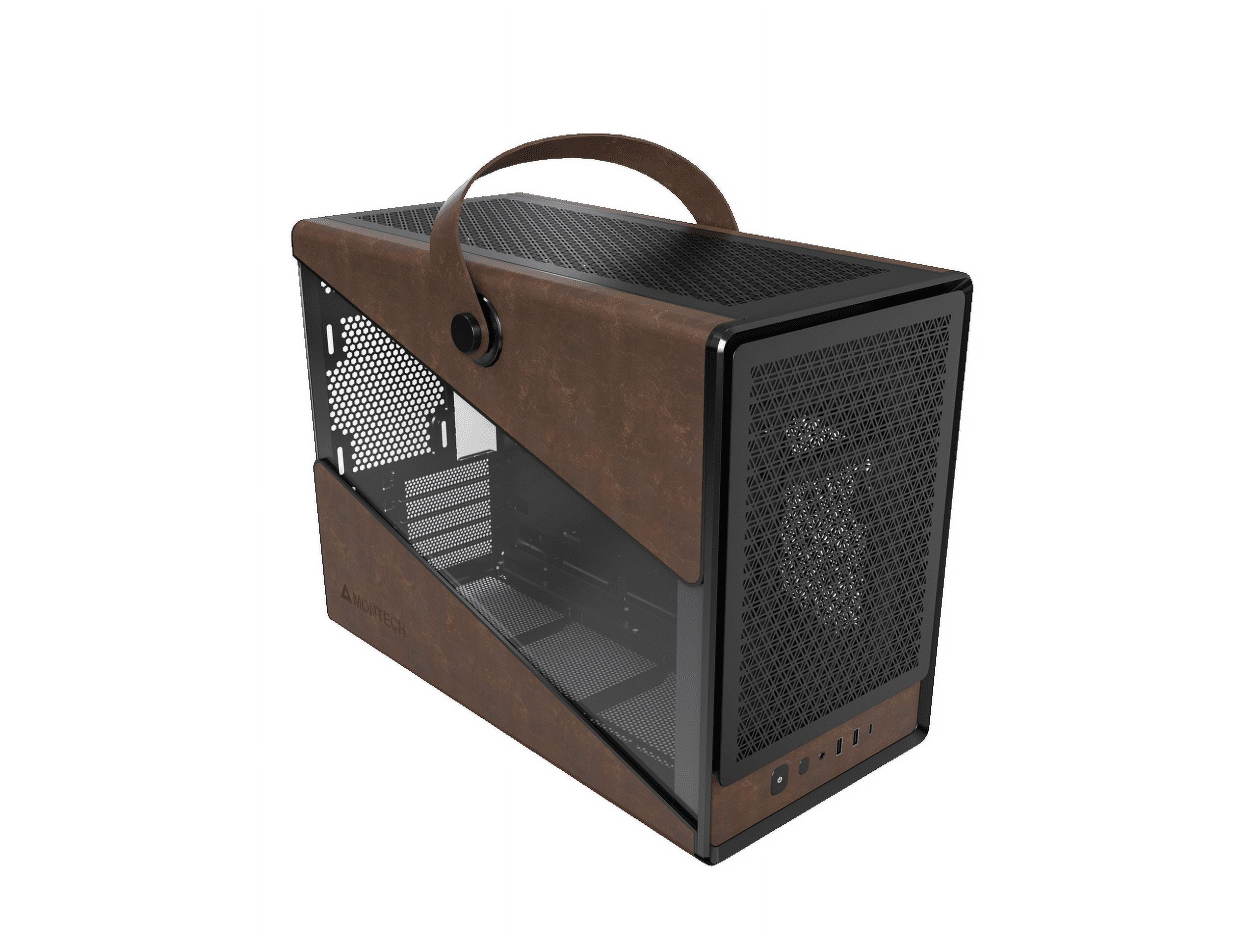 Montech Heritage Black Black Steel / Leather / Tempered Glass Micro ATX ...