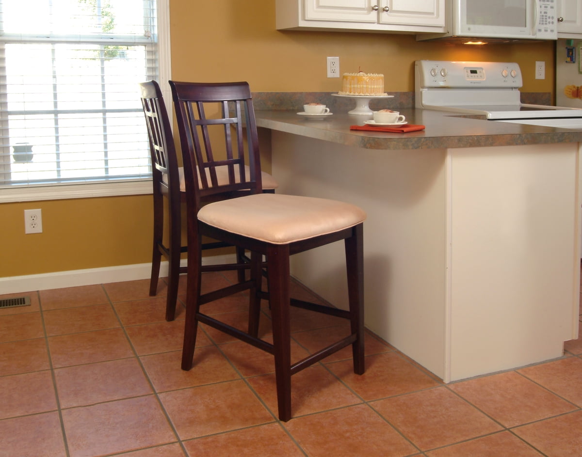 Montego Bay Pub Chairs Set of 2 in Walnut with Oatmeal Cushion ...