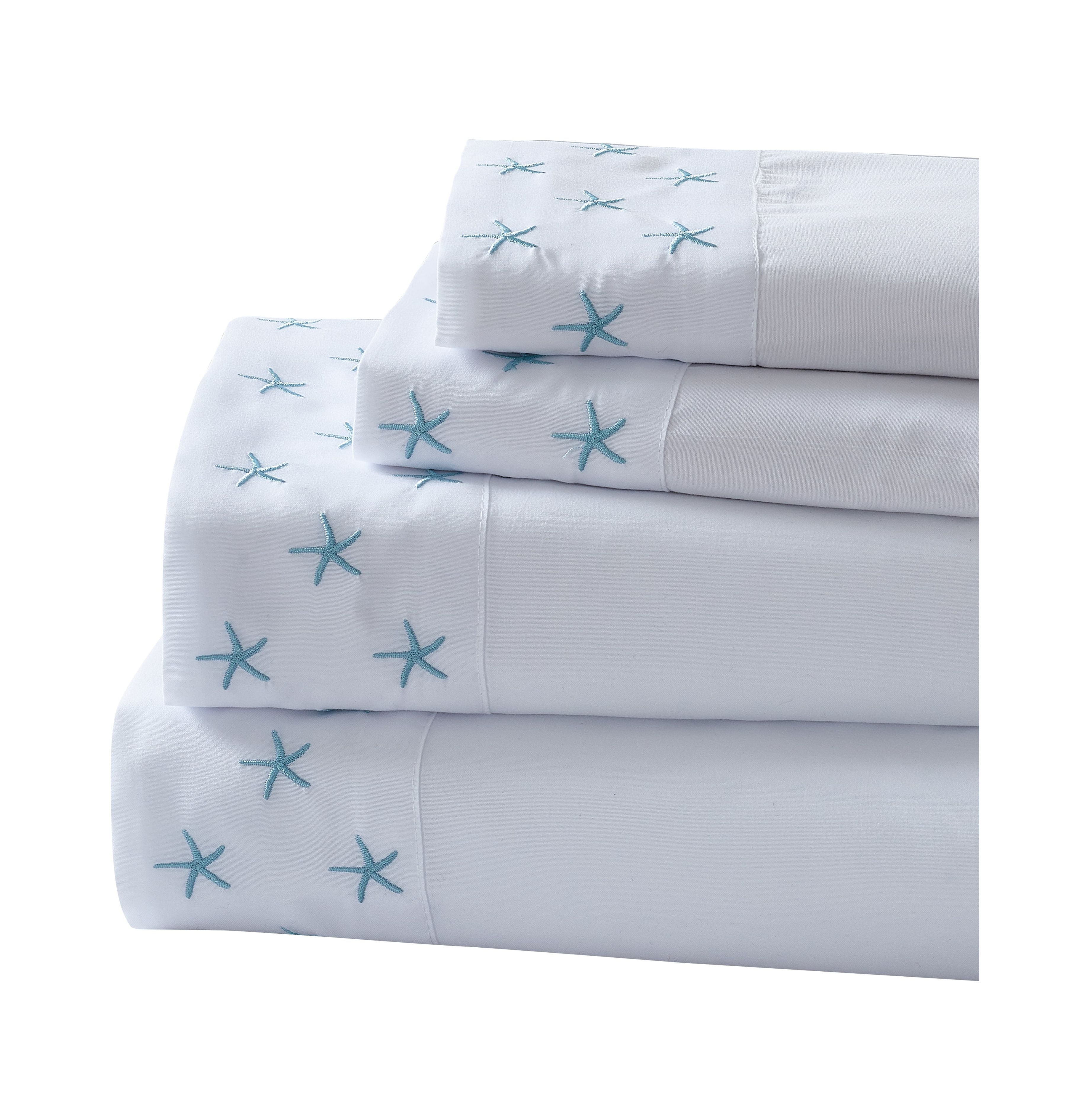 Montego Bay Starfish 3 Piece Embroidered Bed Sheet Set, Twin - Walmart.com