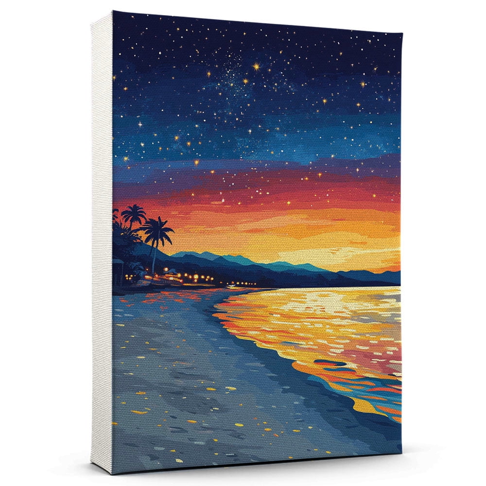Montego Bay Travel Canvas Art Print, Jamaica Wall Canvas Starry Night ...
