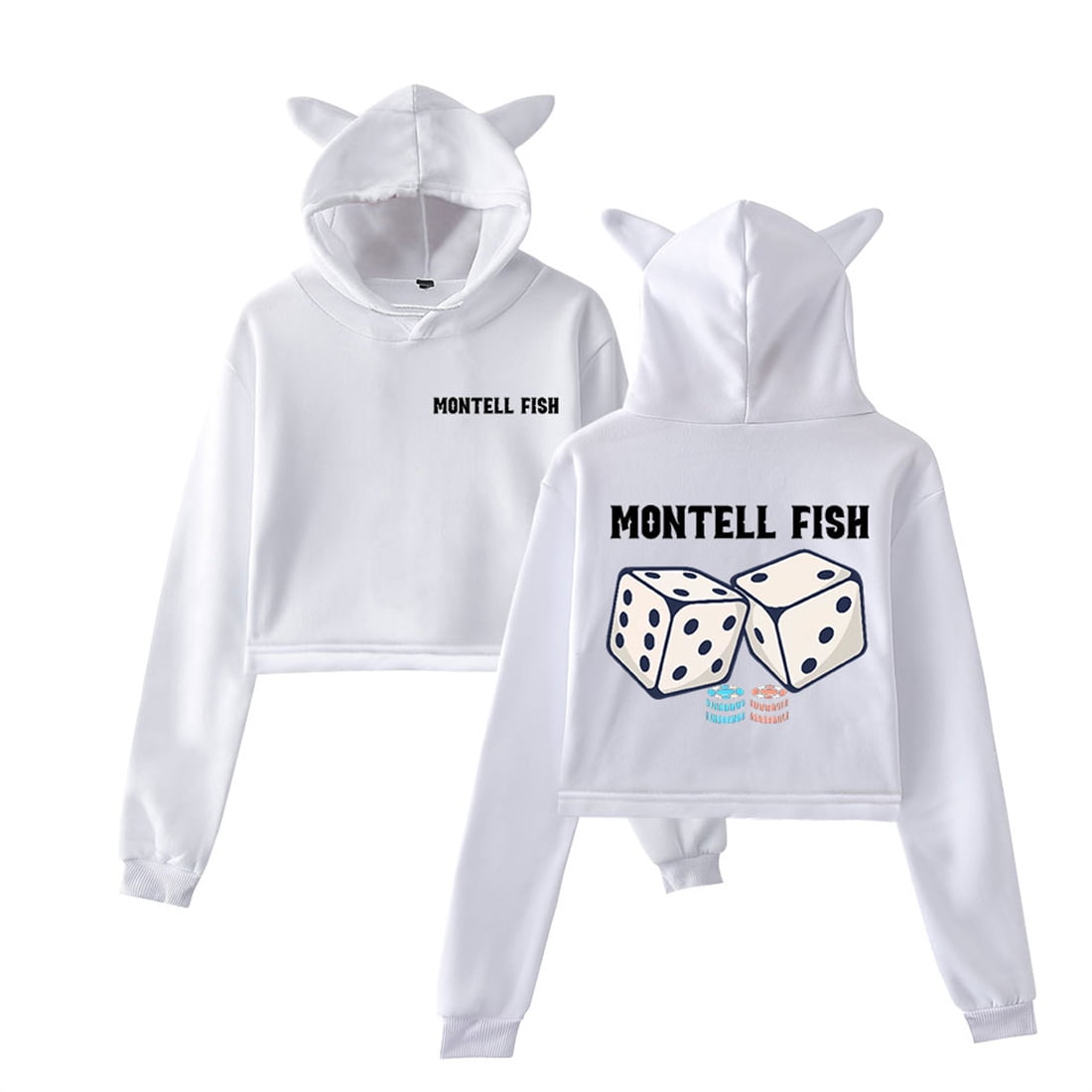 Montell Fish 2024 Short Hoodie Unique Cat Ear Sweatshirt Streetwear ...