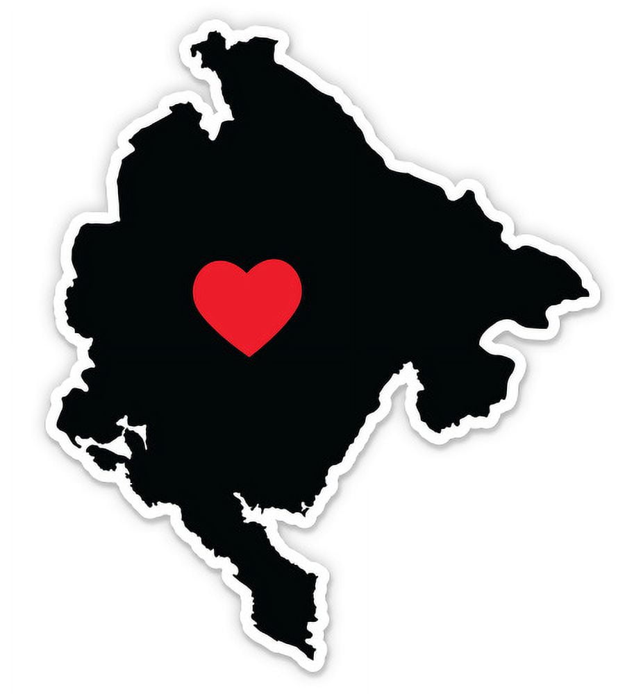 Montenegro Country Shape Heart - 8" Vinyl Sticker - For Car Laptop I ...