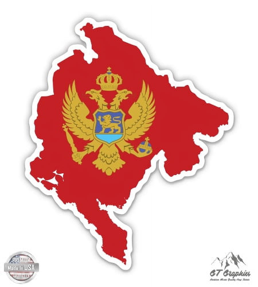 Montenegro Map Flag Country Shape - 3" Vinyl Sticker - For Car Laptop I ...