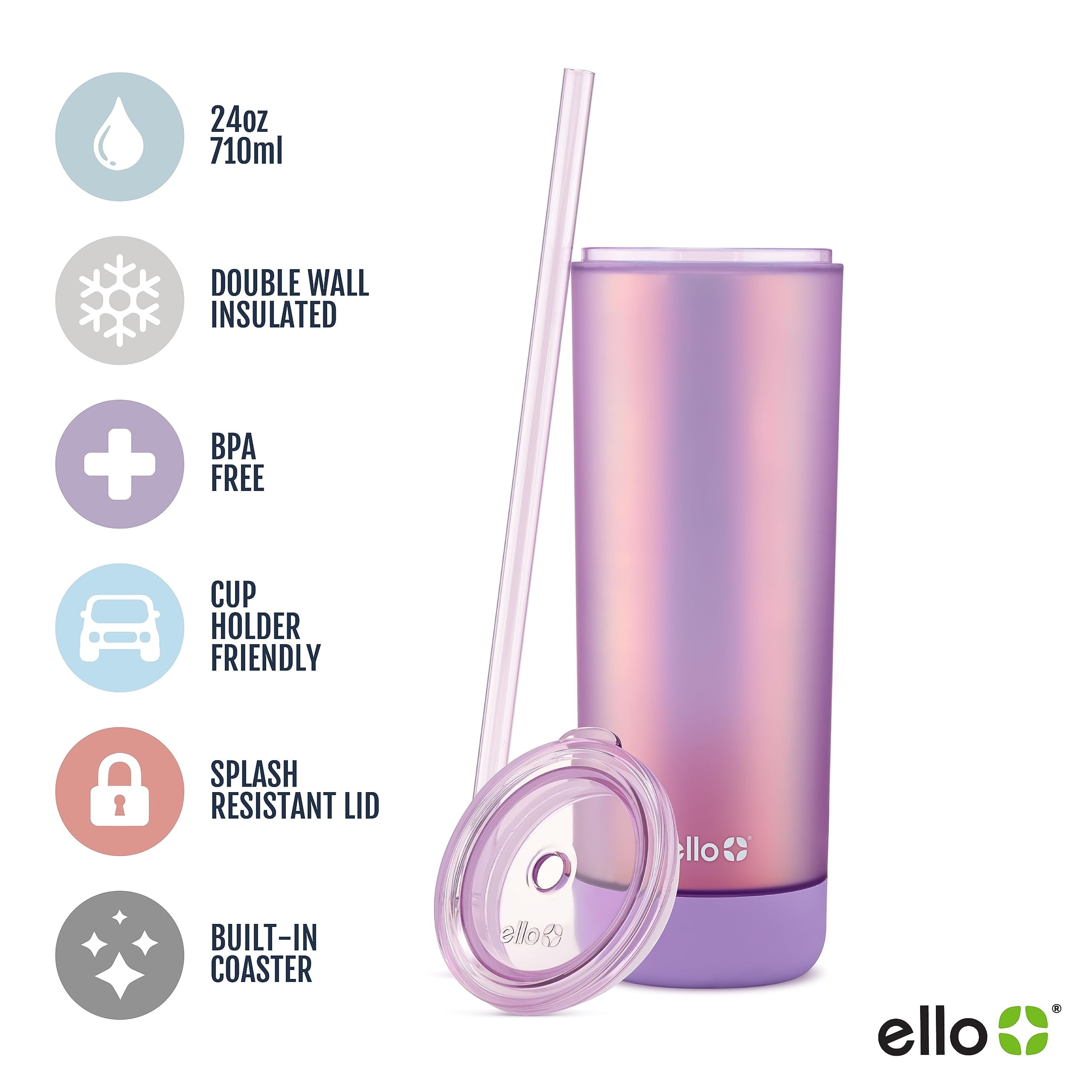 Monterey 24oz Double Wall Plastic Tumbler with Straw - Walmart.com