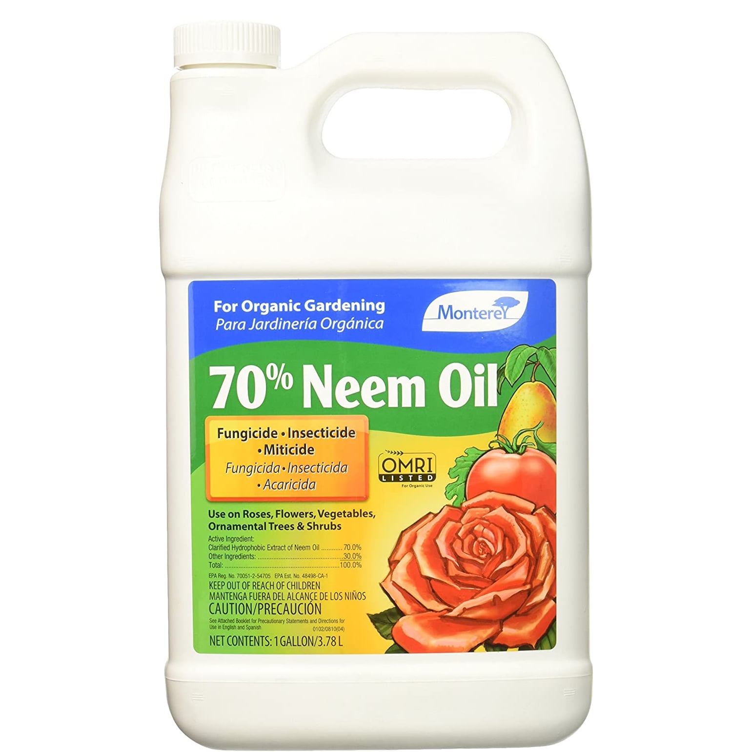 Monterey 70% Neem Oil Insecticide for Ornaments, Trees, and Shrubs, 1 ...