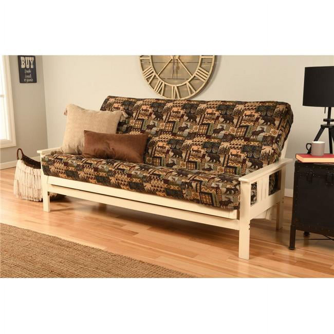 Monterey Antique White Futon Frame with Peters Cabin Mattress - Full ...
