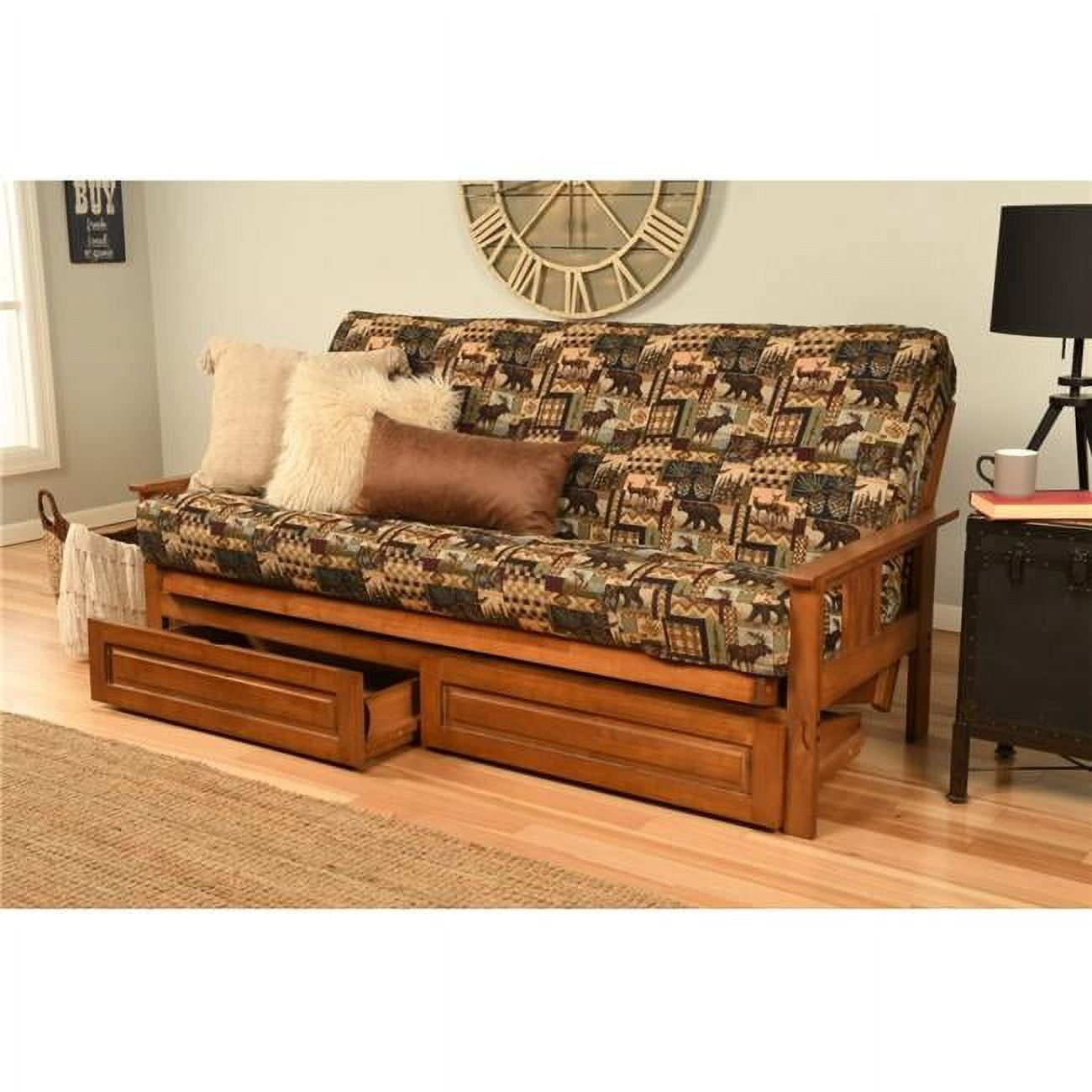 Monterey Barbados Futon Frame with Peters Cabin Mattress & Storage ...