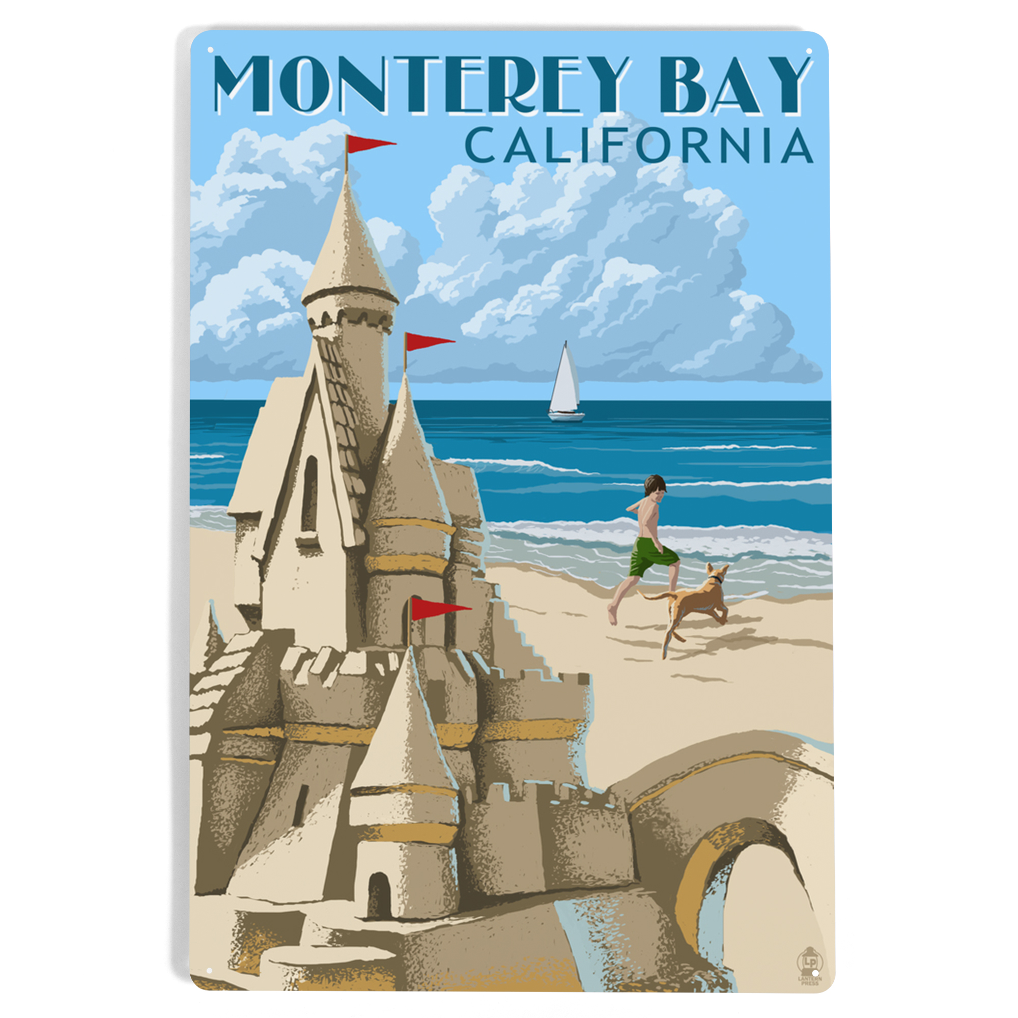 Monterey Bay, California, Sandcastle (12x18 Aluminum Art, Indoor ...