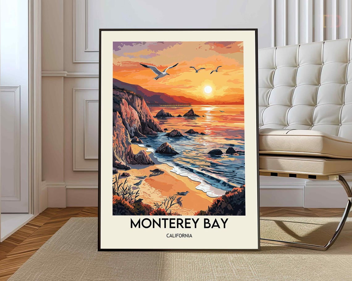 Monterey Bay Poster, Monterey Baymonterey Bay Print, Monterey Bay Photo ...