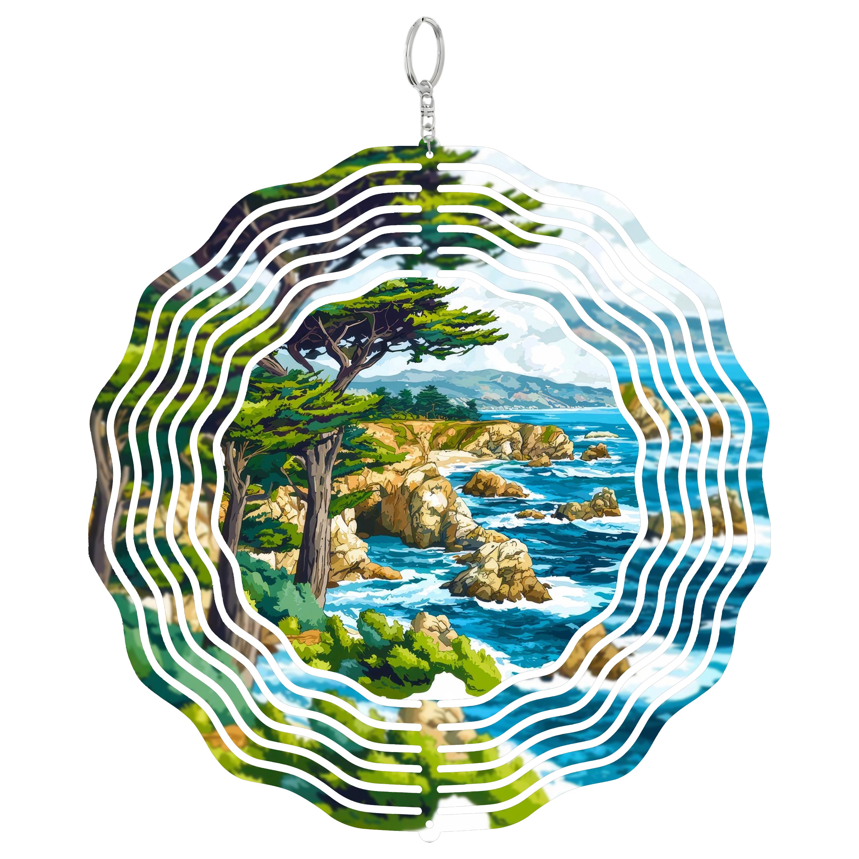 Monterey Bay Watercolor Kinetic Wind Spinner 3D Outdoor Ornament ...