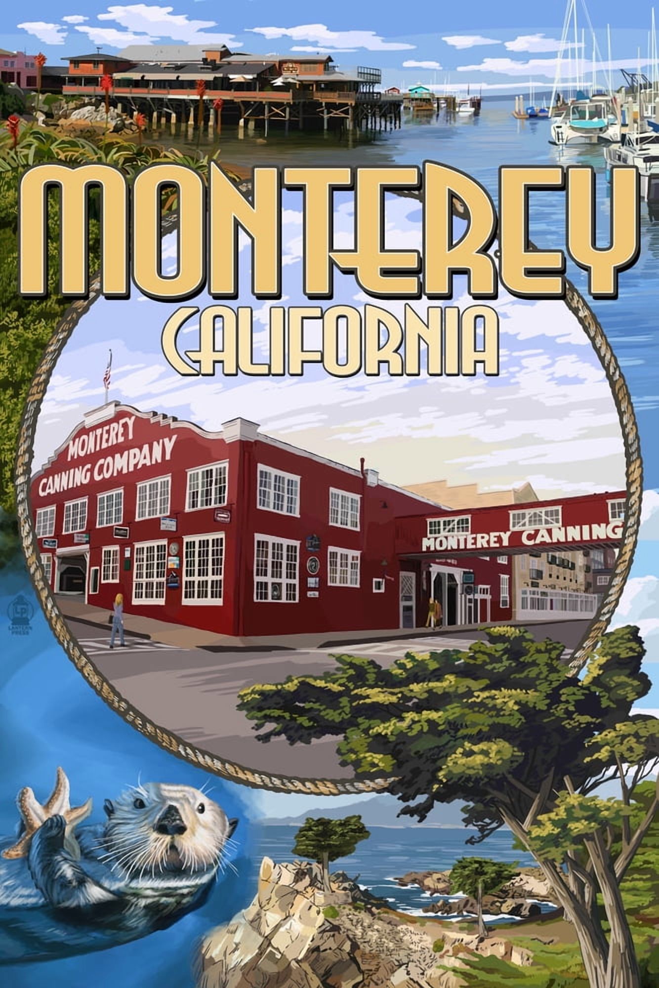 Monterey, California, Montage Scenes (36x54 Giclee Gallery Art Print ...