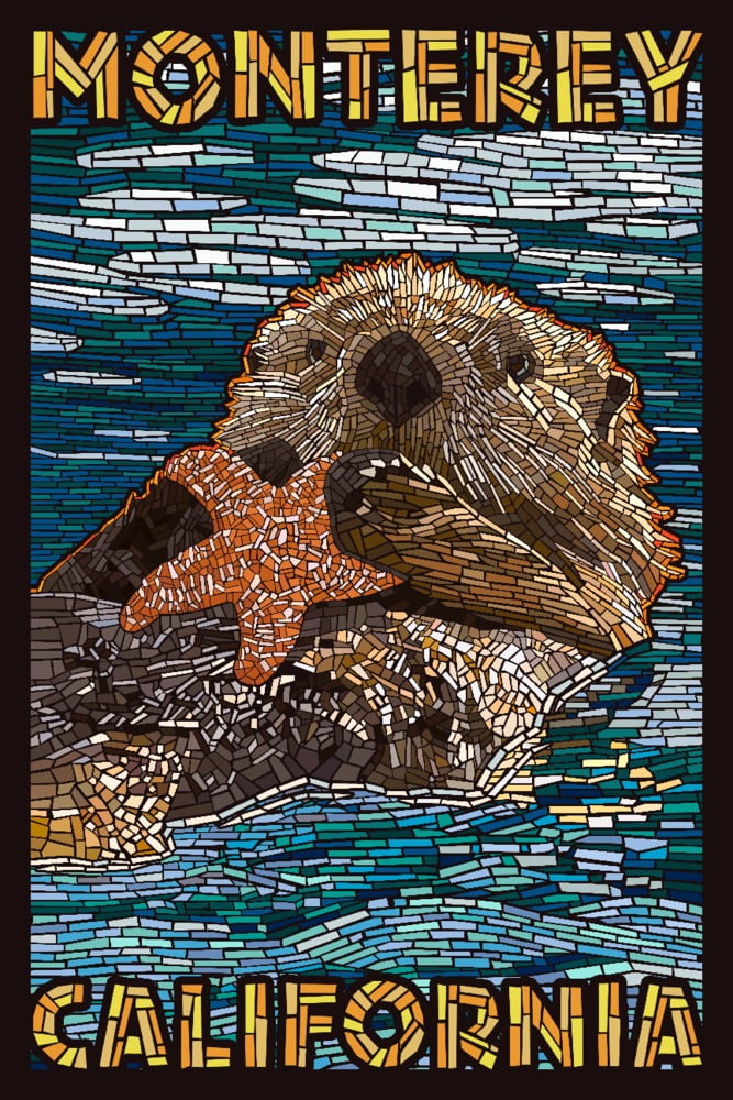 Monterey, California, Sea Otter, Mosaic (16x24 Giclee Gallery Art Print ...