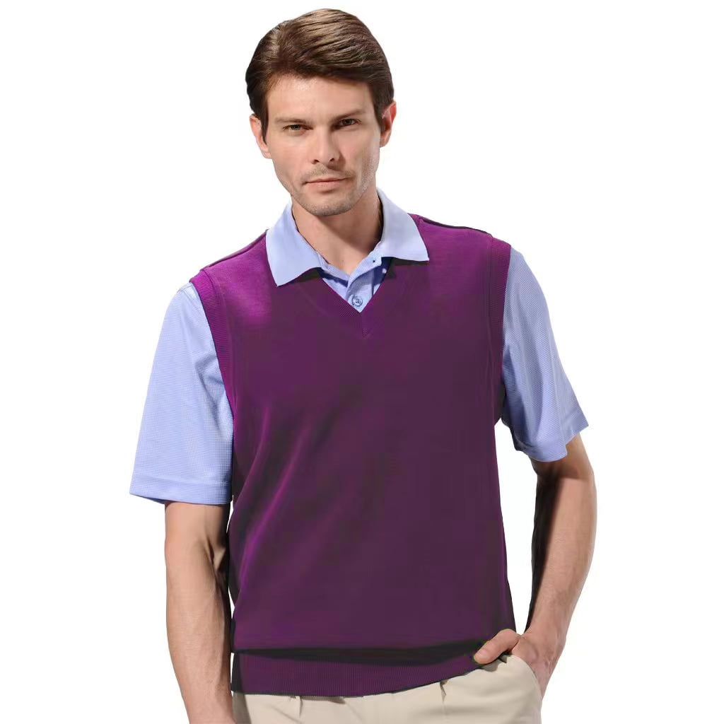 Monterey Club Men's Classic French Rib Knit fabric V-Neck Vest #3925 ...