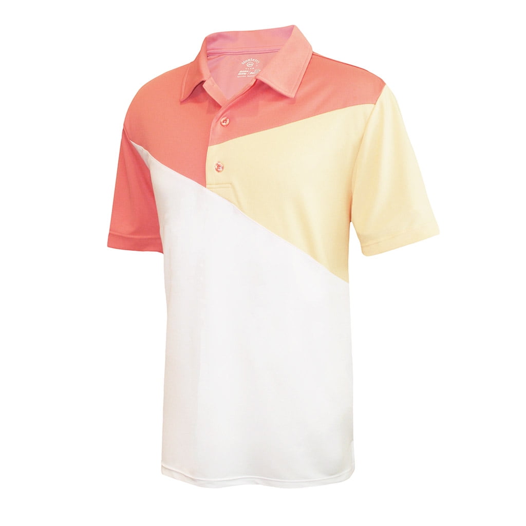 Monterey Club Men's Diagonal Colorblock Golf Polo Shirt #1064 - Walmart.com