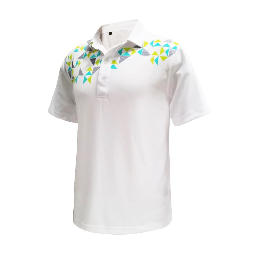 Monterey Club Men's Diamond Element Print Contrast Golf Polo Shirt ...