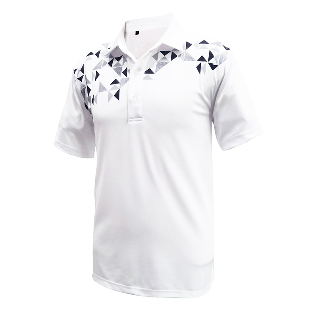 Monterey Club Men's Diamond Element Print Contrast Golf Polo Shirt ...