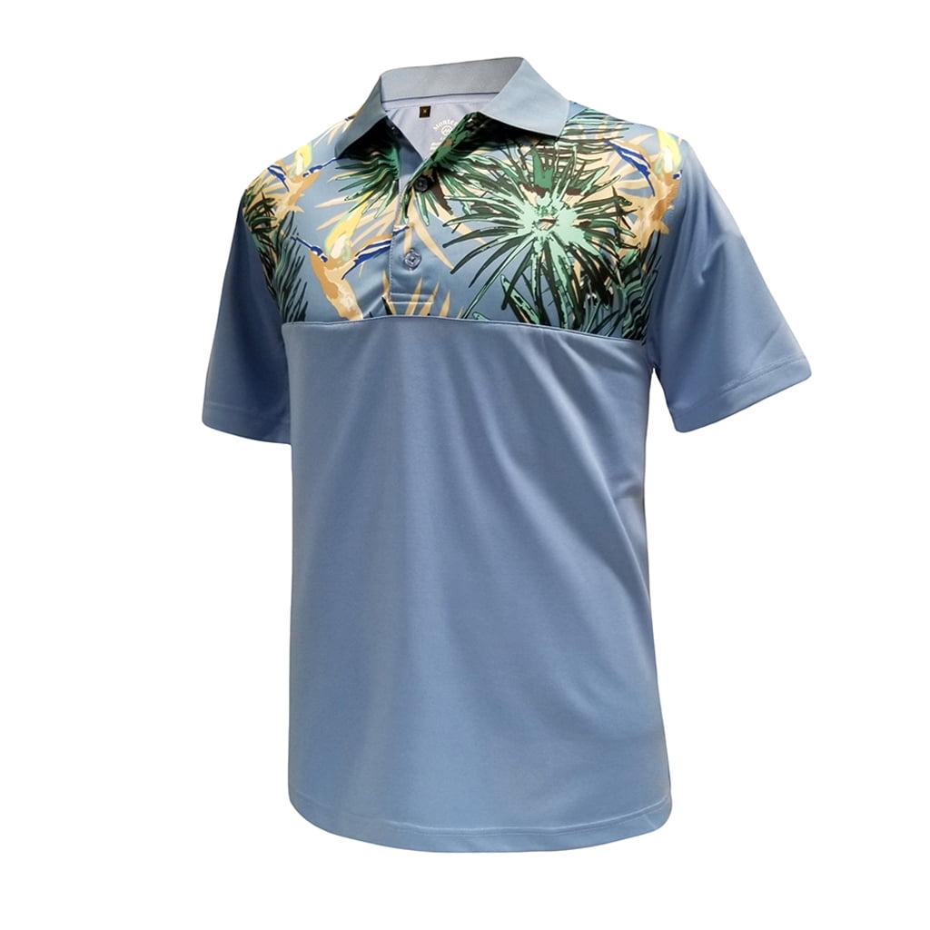 Monterey Club Men's Hummingbird Print Block Golf Polo Shirt #1543 ...