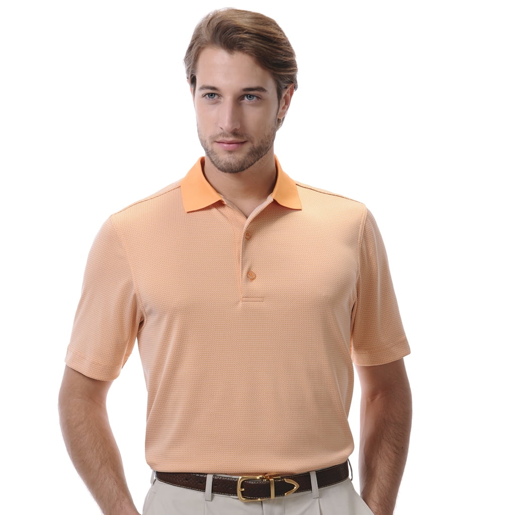 Monterey Club Men's Subtle Jacquard Texture Golf Polo Shirt #1489 ...