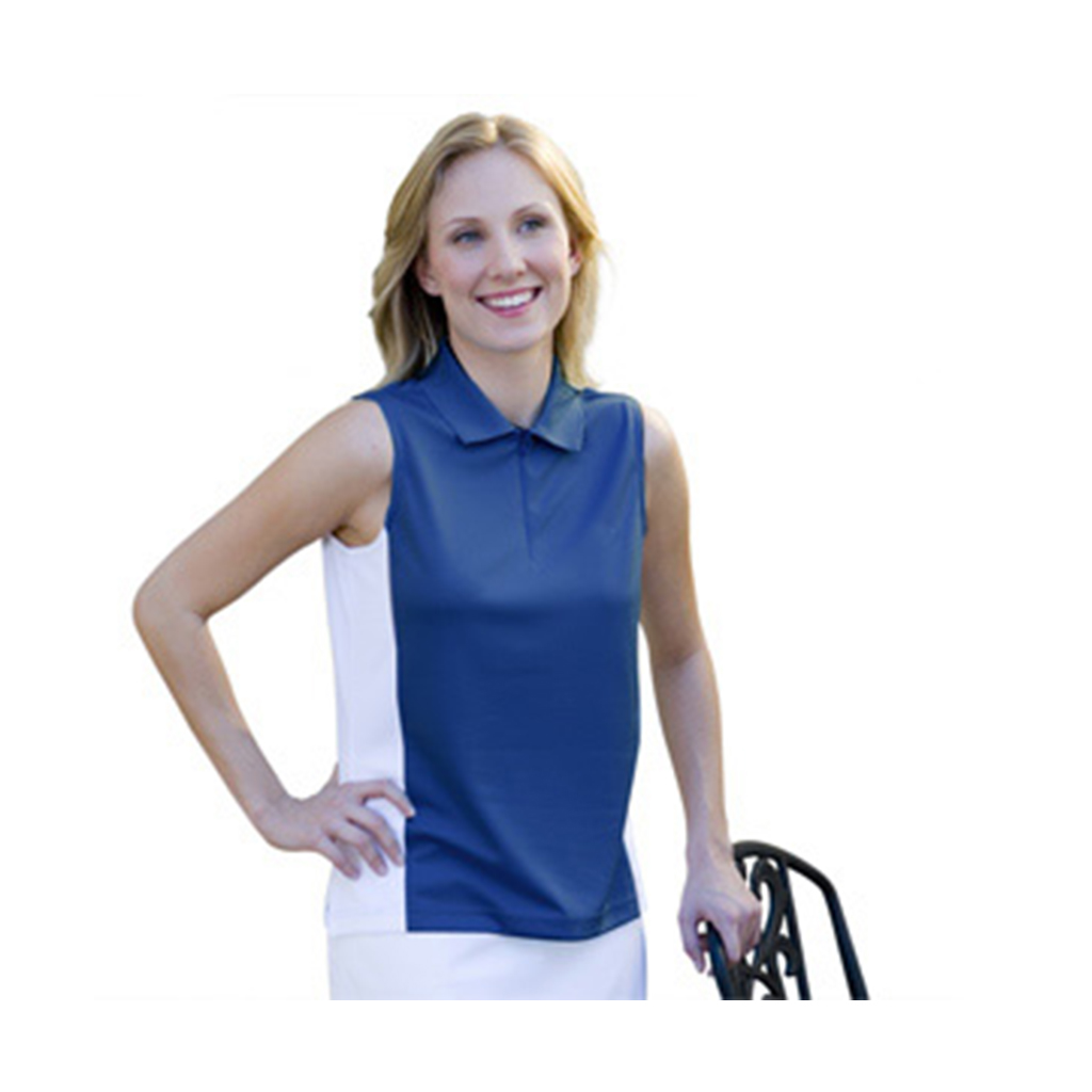 Monterey Club Women's Contrast Colorblock Sleeveless Golf Polo Shirt ...