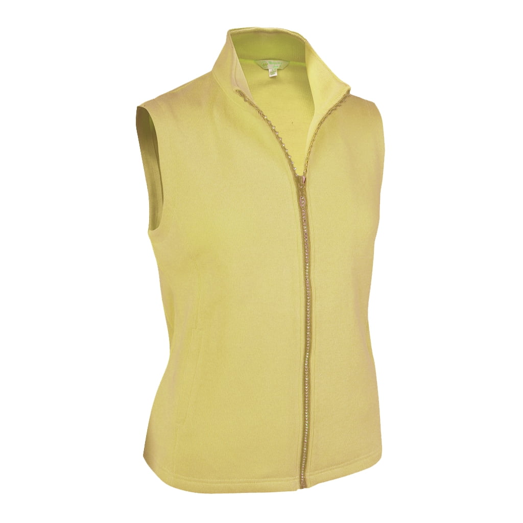 Monterey Club Women's French Rib Knit Rhinestone Zipper Vest #2770 ...