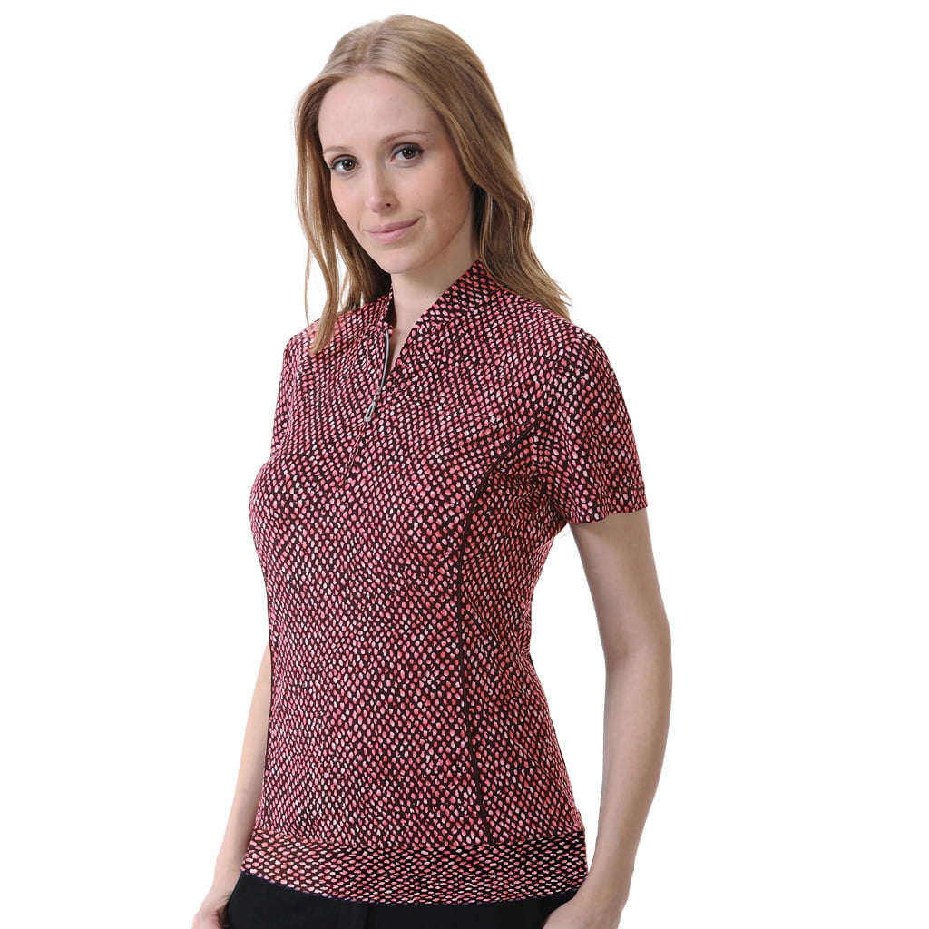 Monterey Club Women's Glitzy Animal Print Zip Golf Polo Shirt #2621 ...