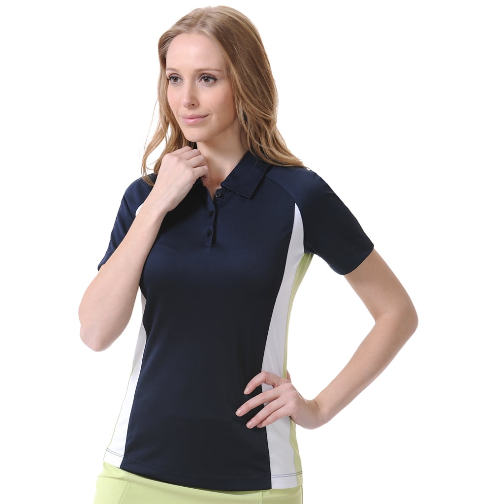 Monterey Club Women's Leopard Emboss Texture Colorblock Golf Polo Shirt ...