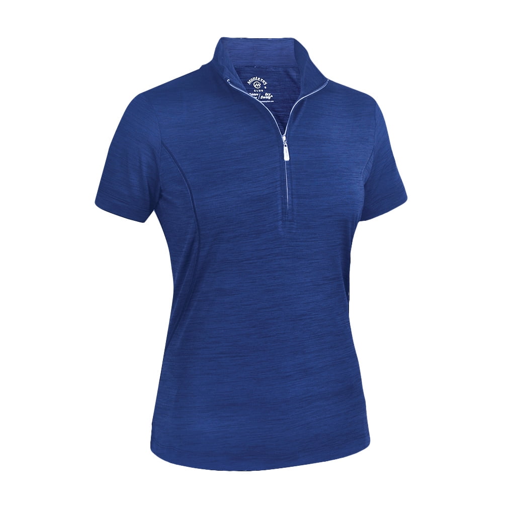 Monterey Club Women's Melange Jersey Performance Sport Golf Polo Shirt ...