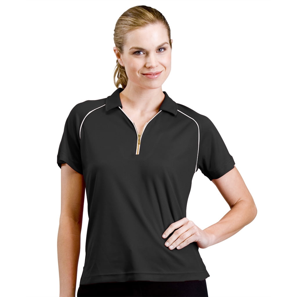 Monterey Club Women's Pro Mesh Texture Zip Golf Polo Shirt #2089 ...