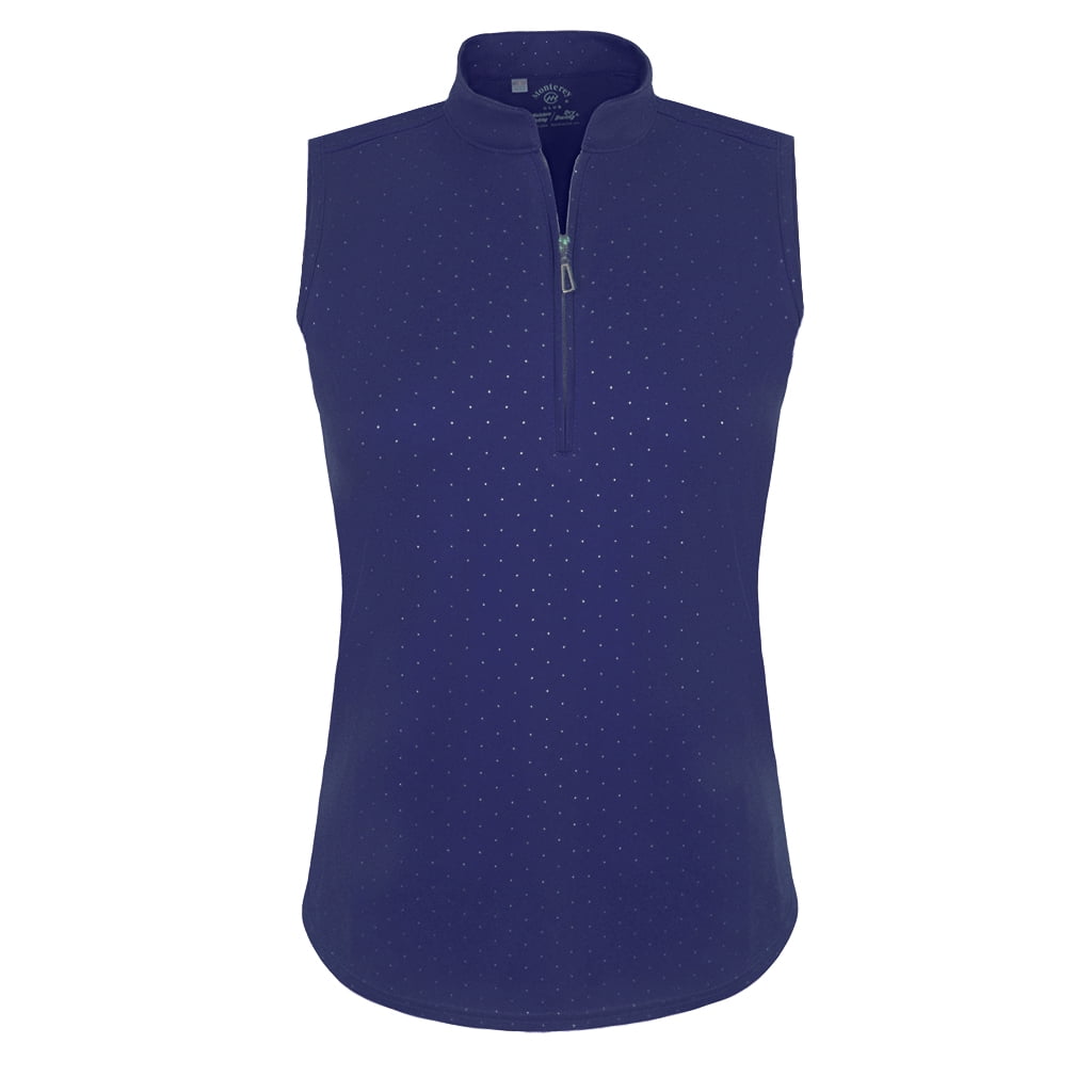 Monterey Club Women's Raindrop Foil print Wing collar half Zip placket ...