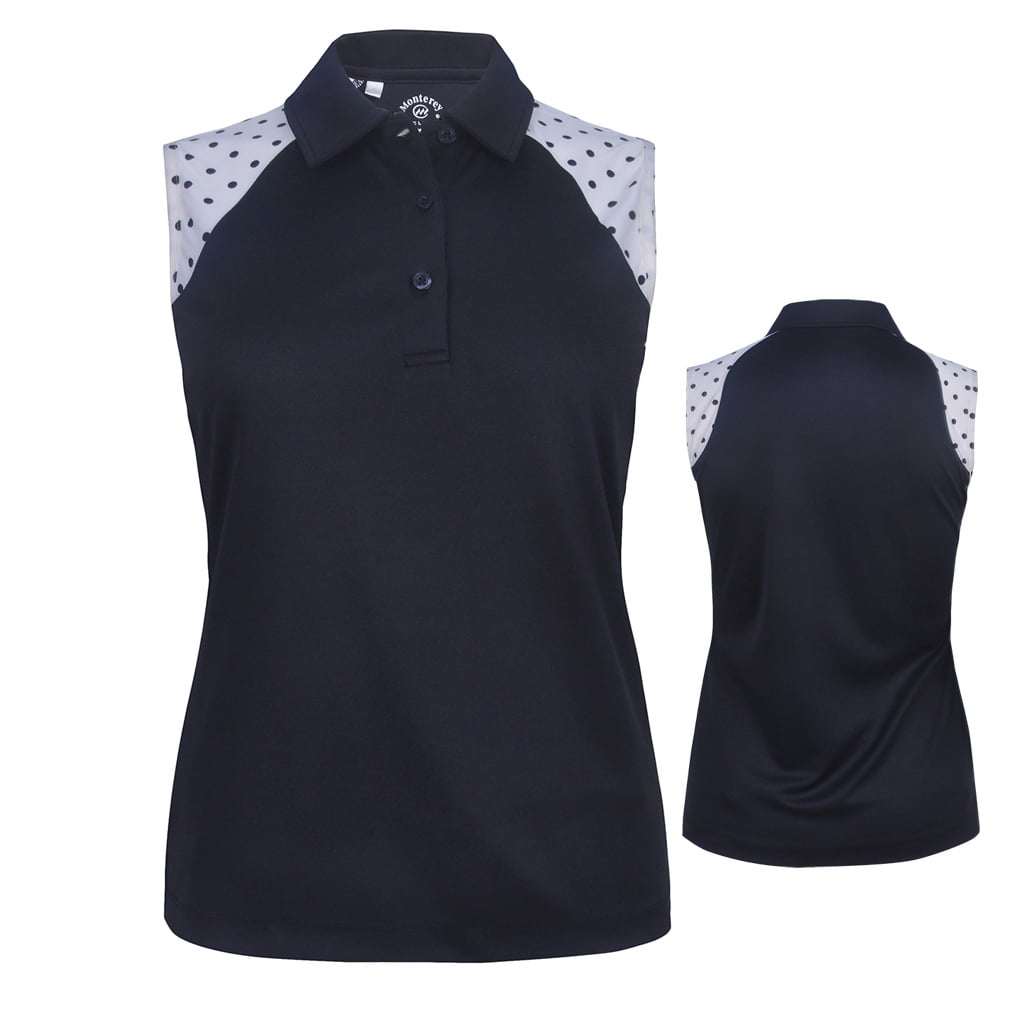 Monterey Club Women's Shoulder Dot Print Block 3-Button placket ...