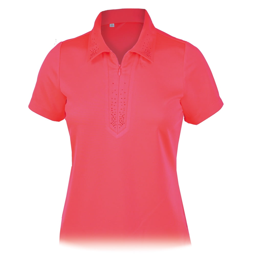 Monterey Club Women's Solid Rhinestones Embedded Golf Polo Shirt #2438 ...
