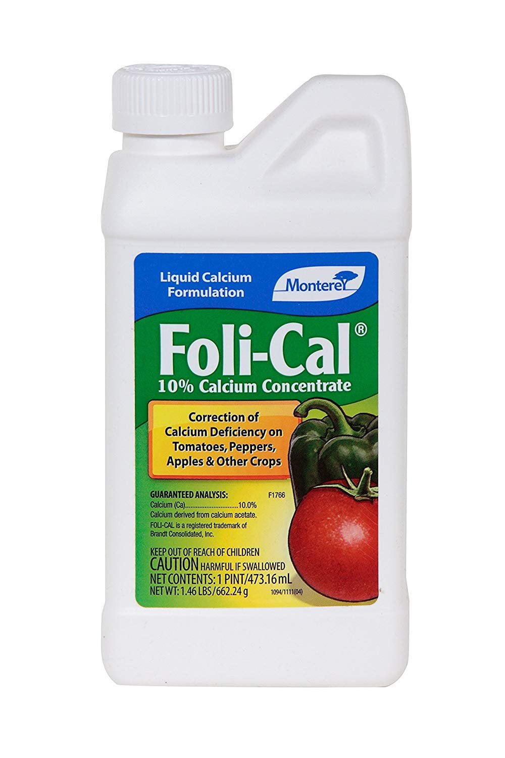 Monterey Foli-Cal Liquid Calcium Concentrate Formula 2-0-0 Fertilizer ...