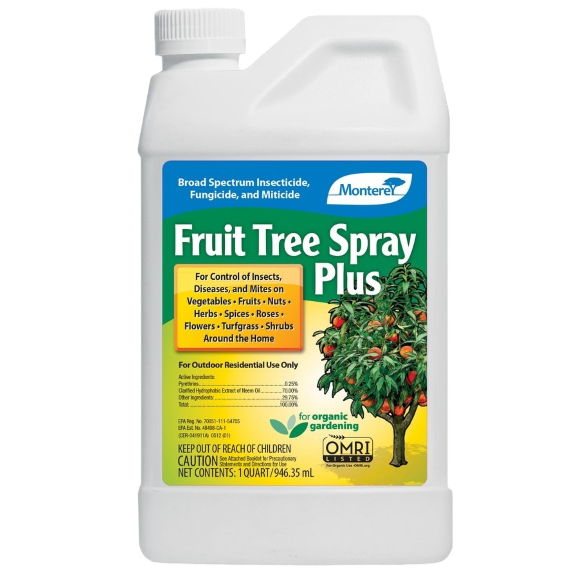 Monterey Organic Gardening Fruit Tree Spray Plus, 32 fl oz - Pesticide ...