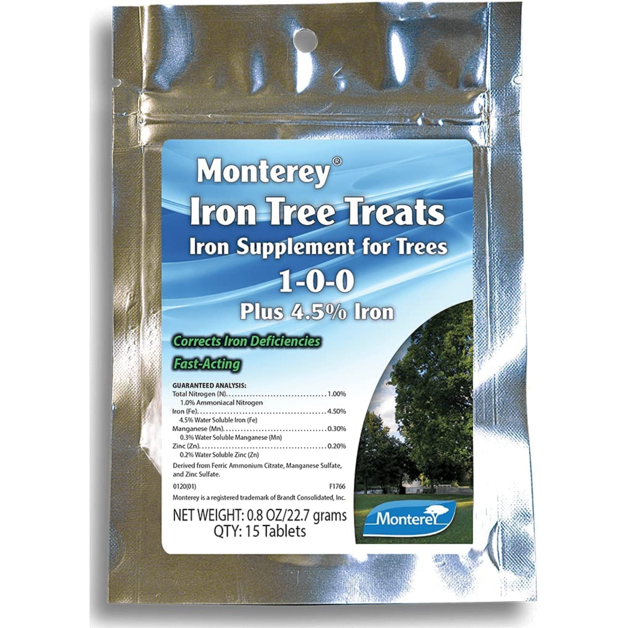 Monterey Iron Tree Treats Supplement for Trees 1-0-0 Plus 4.5% Iron, 15 ...