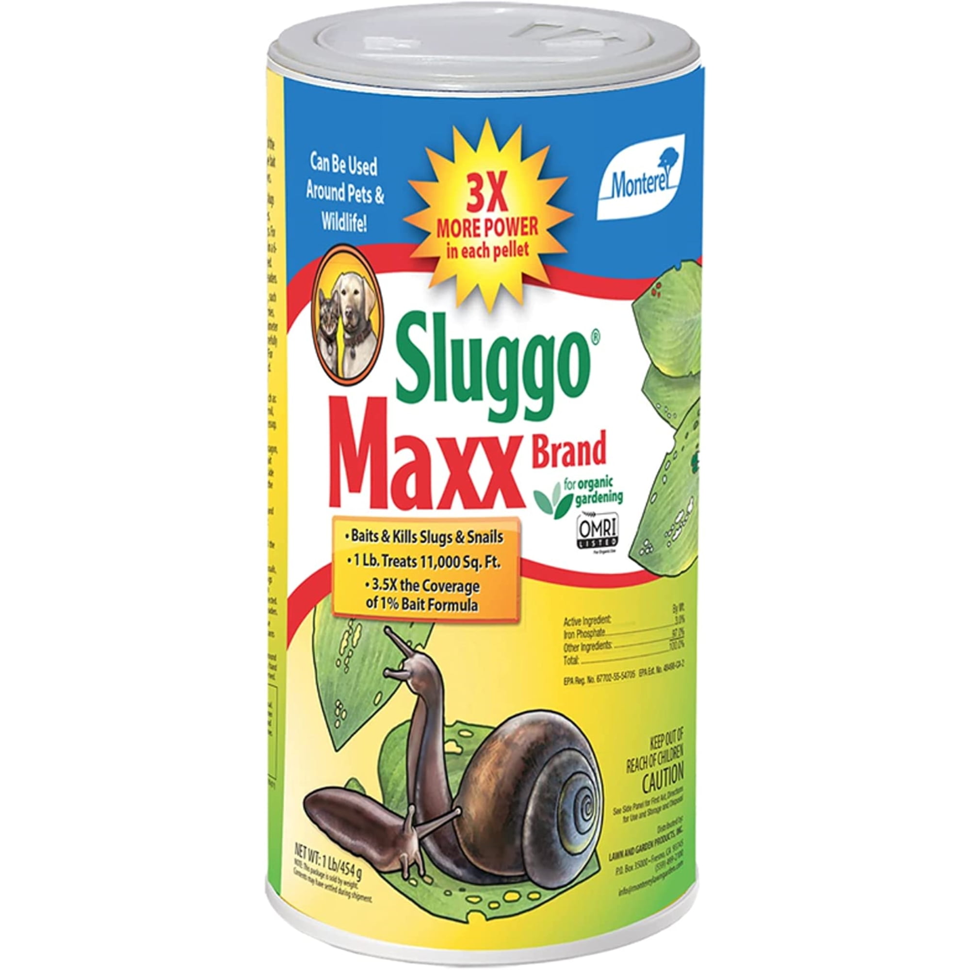 Monterey Sluggo Maxx Granular Slug & Snail Killer Bait, 3% Iron ...