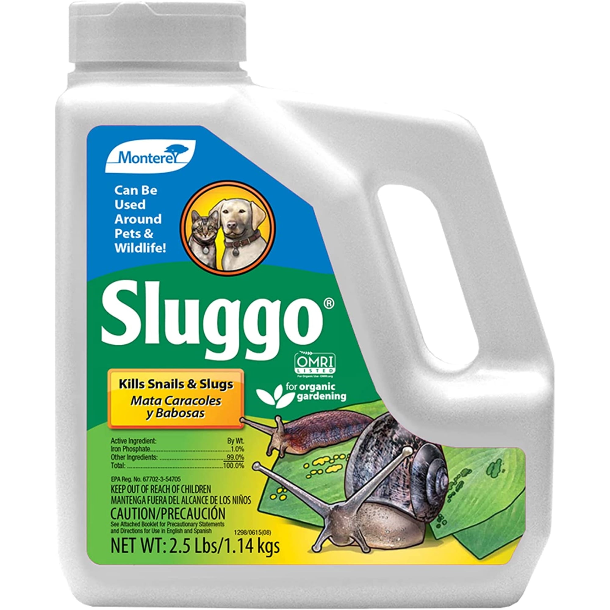 Monterey Sluggo Wildlife Safe Slug and Snail Killer Powder, Omri ...