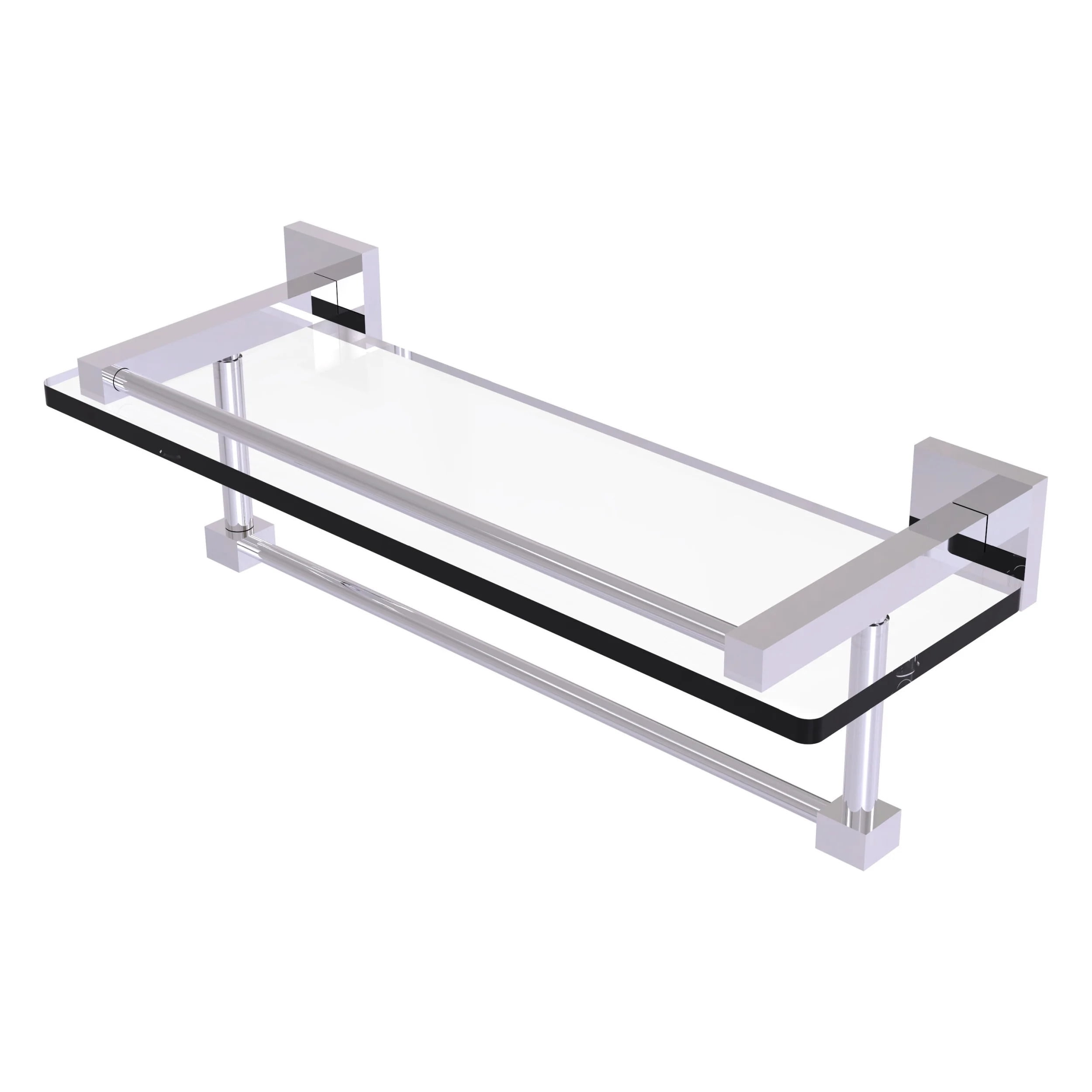 Montero Collection 16 Inch Gallery Glass Shelf with Towel Bar - Walmart.com