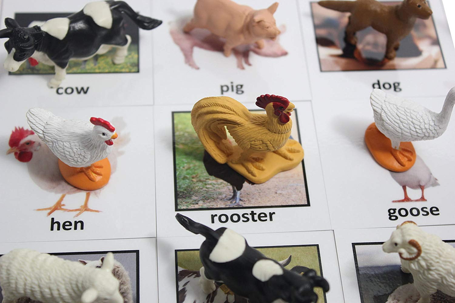 Montessori Animal Match - Miniature Farm Animal Toy Figurines with ...