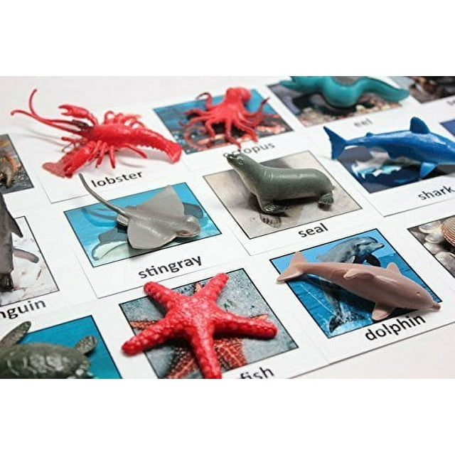 Montessori Animal Match - Miniature Ocean Animals with Matching Cards ...