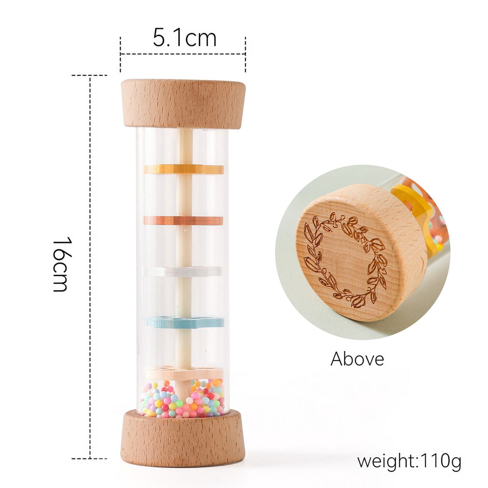 Montessori Baby Rain Stick Rainbow Hourglass Rain Music Rattle Baby ...