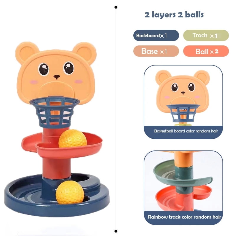Montessori Baby Toy Rolling Ball Tower Toddler Stacking Track Sliding ...