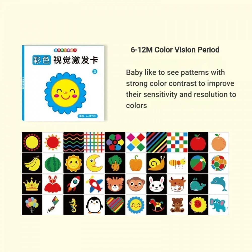 Montessori Baby Visual Stimulation Cards Toy Black and White Flash ...