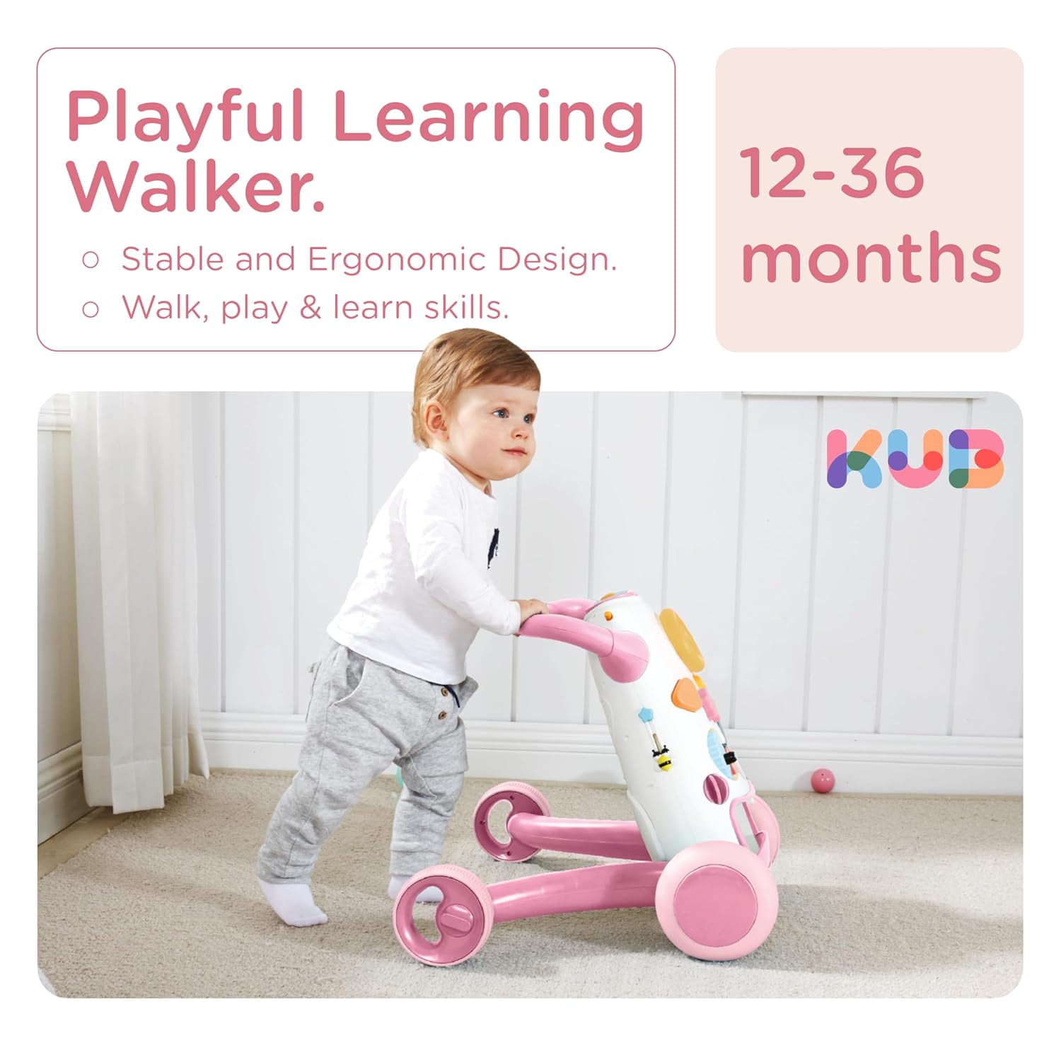 Montessori Baby Walker - Interactive Push Toy for Toddlers Learning to ...