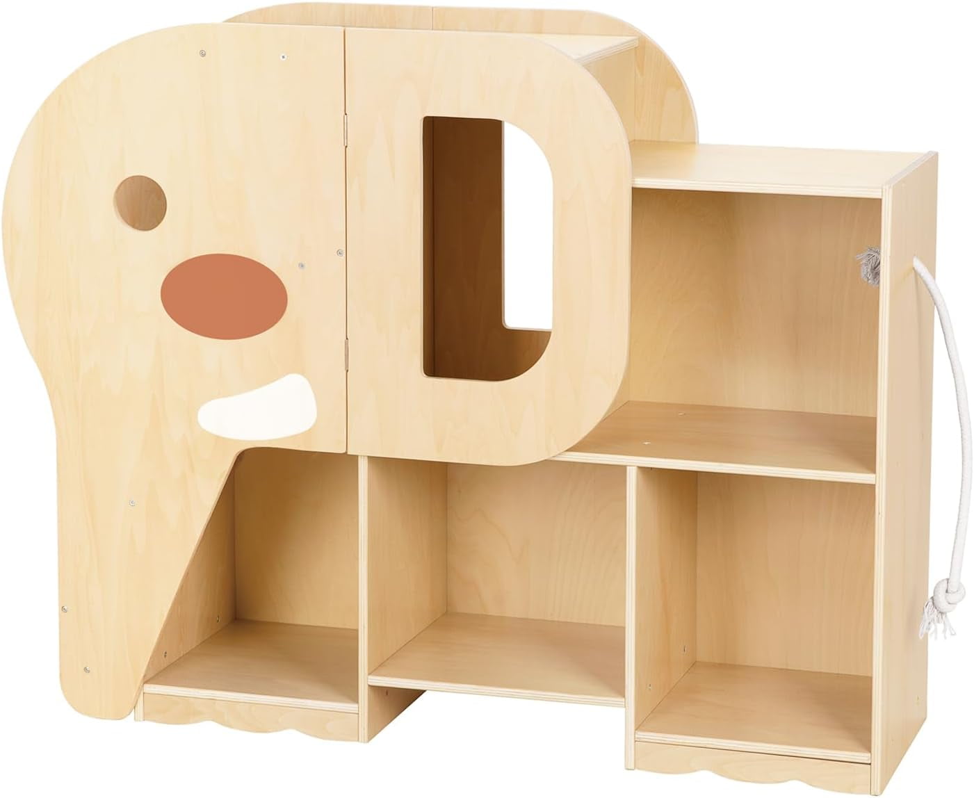 Montessori Bookshelf with Elephant Shape, 2-Shelf Toddler Bookshelf ...