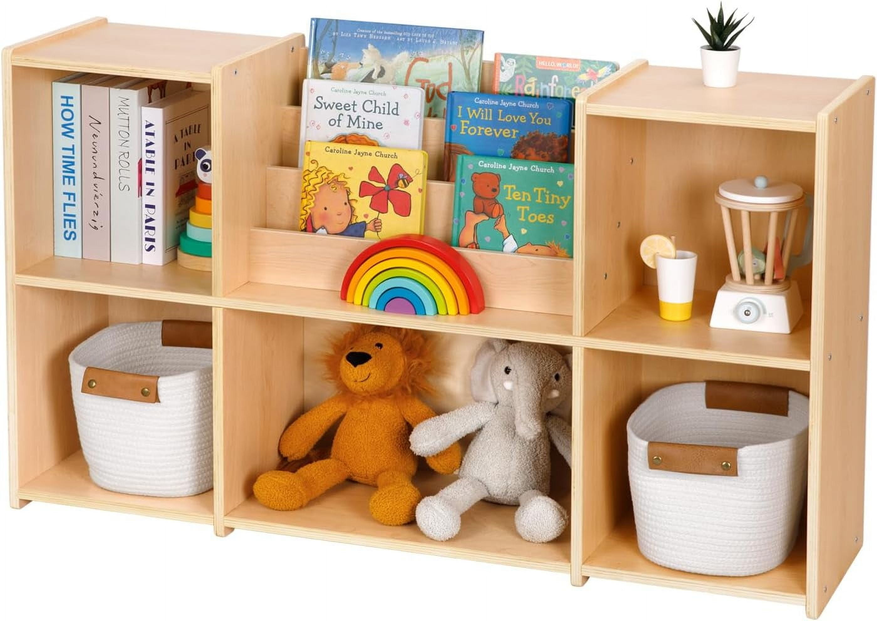 Montessori Bookshelf and Toy Storage Organizer, 2-Tier Horizontal ...