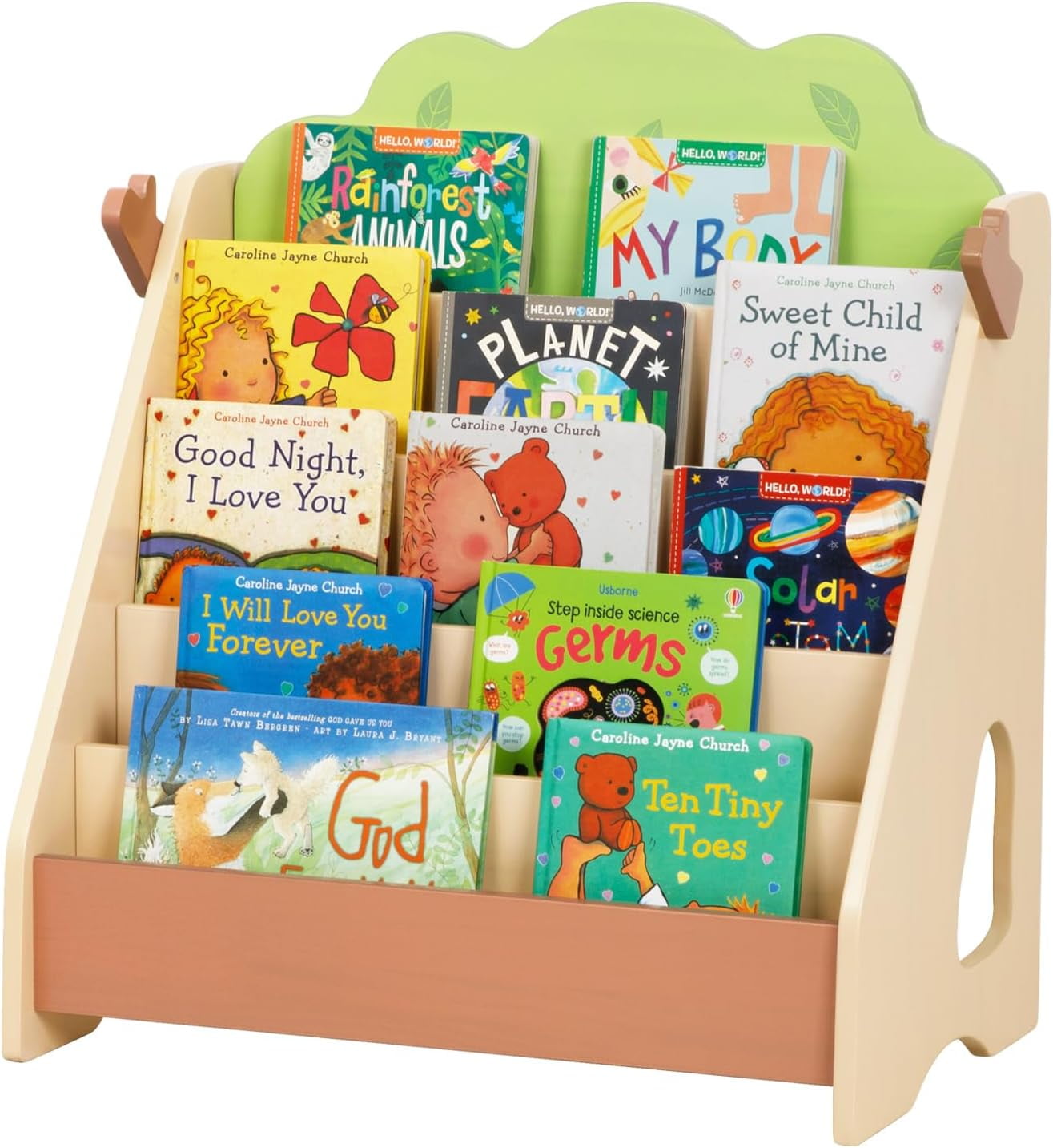 Montessori Bookshelf for Kids, Premium Pine Baby Bookshelf, Front ...